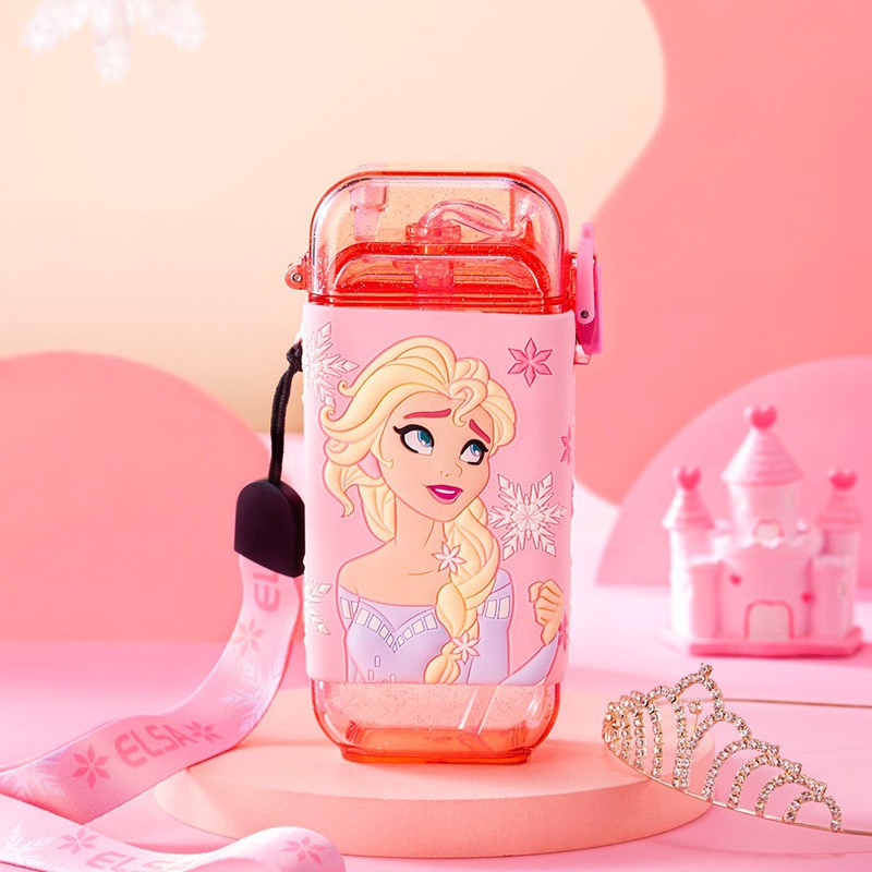 Frozen Disney Princess Cartoon Mickey Straw Lanyard Cup Water Bottle ...