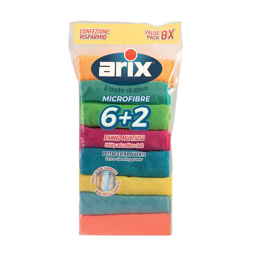 Arix - Multipurpose Microfiber Cloth (6+2pcs) w Antibacterial ...