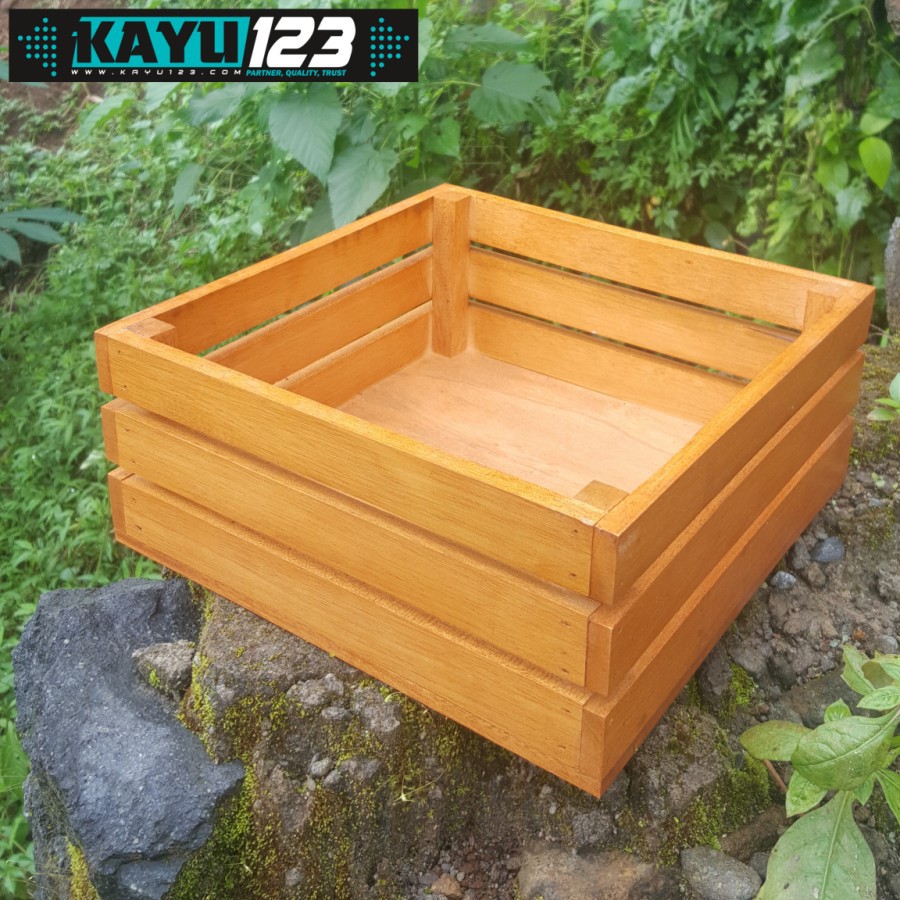 Wooden Crate 25x25x10 cm Wooden Box Storage Box (CR-07) | Shopee Singapore