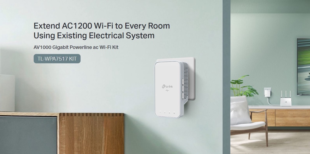 TP-Link Powerline WiFi Extender (TL-WPA7517KIT) - AV1000 Powerline ...