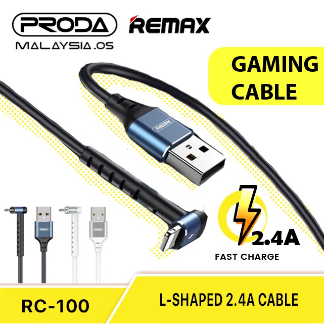 PRODA REMAX Joy Series RC-100 L-Shaped 2.4A Gaming Data Cable Right ...