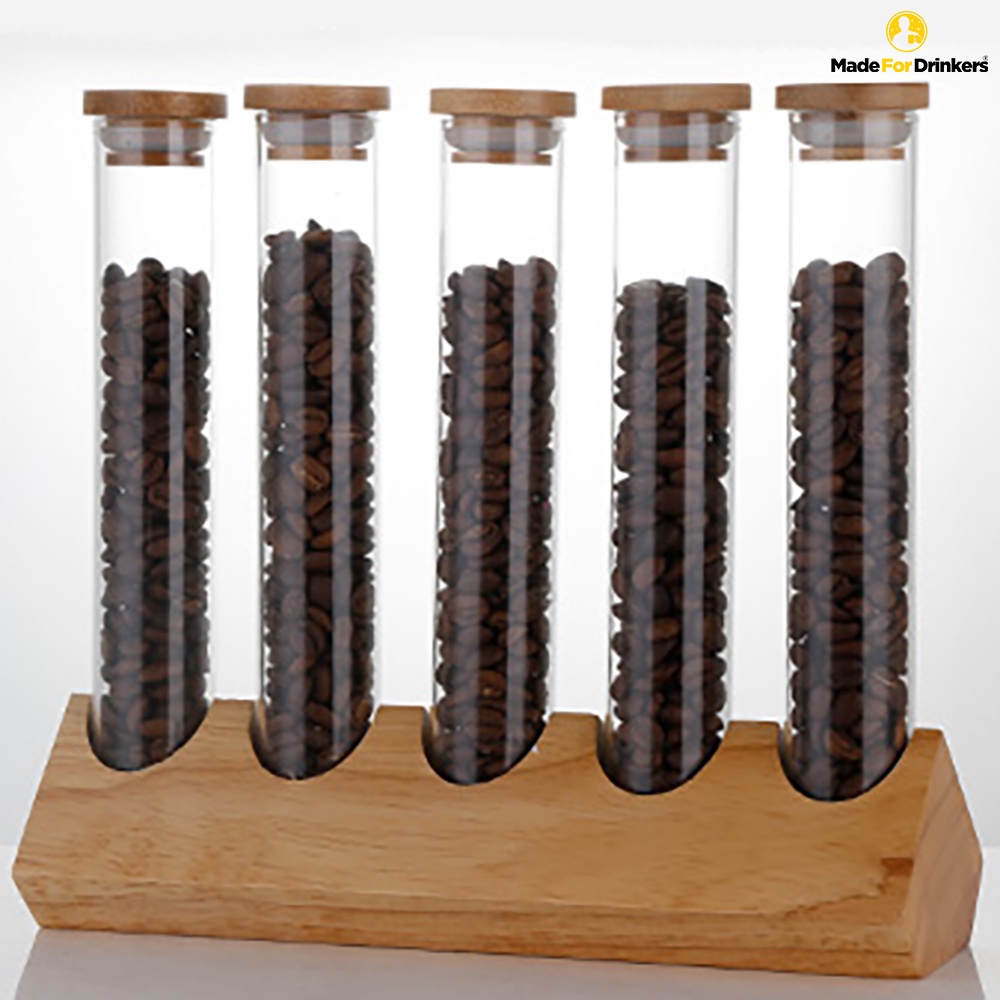 5pcs Glass Test Tube with Solid Wood Rack / coffeeware / good for ...