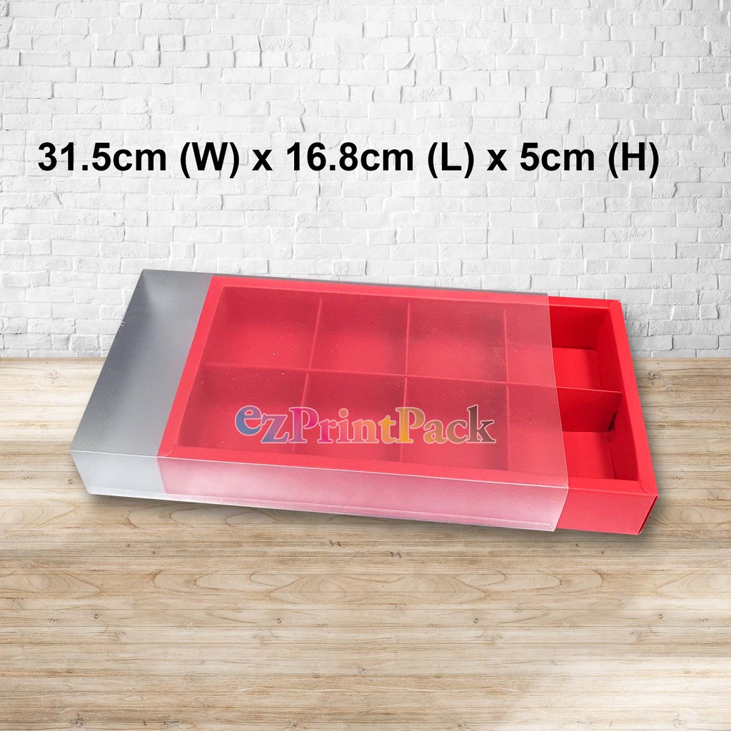 8 holes Red Box | Cake Box | Mooncake Box | 8 cavities Box | Kotak Kek ...