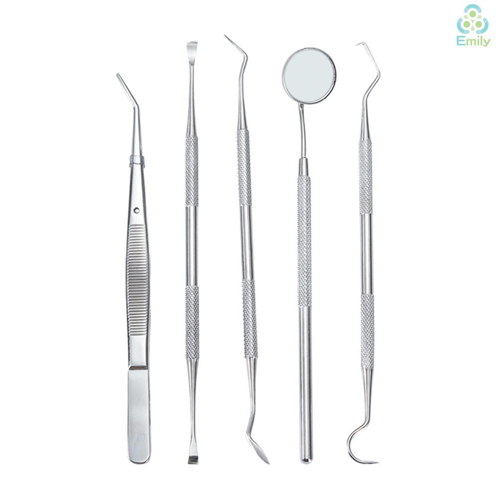[*New!]5pcs Stainless Steel Dental Tools Kit Teeth Tartar Scraper Mouth ...