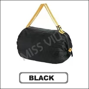 Portable Expandable Grocery Shopping Big Bag Black With Yellow Strap ...