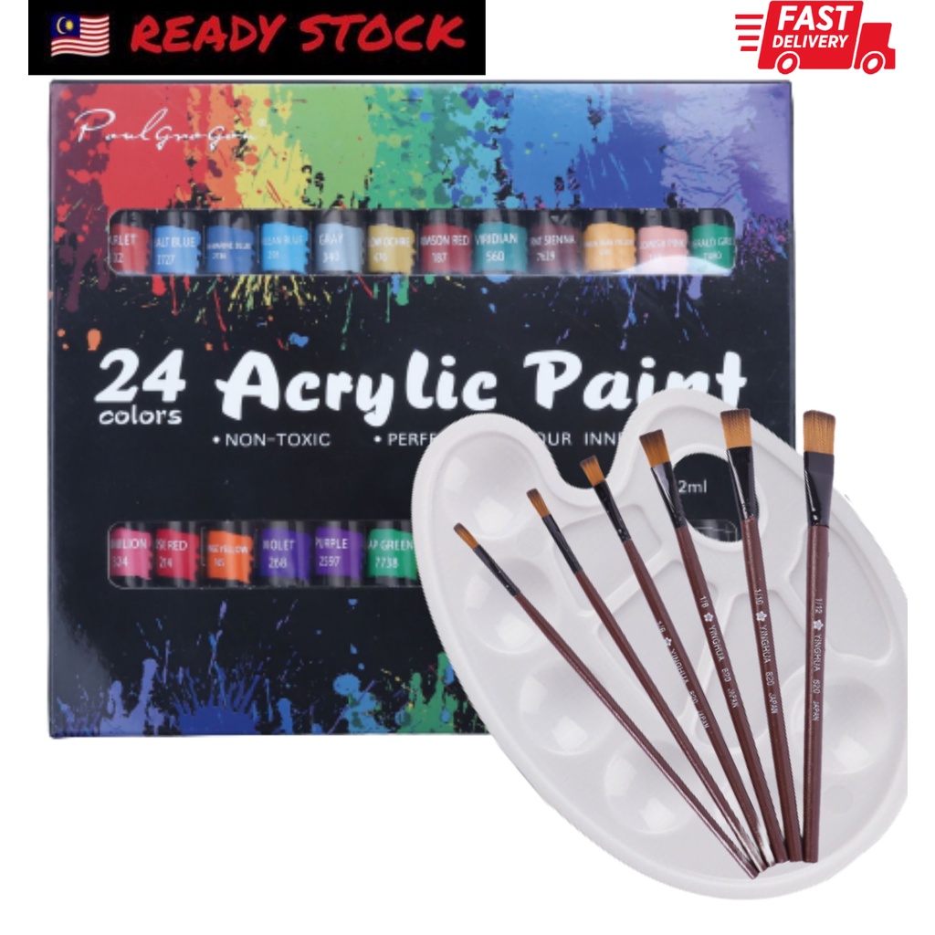 High Grade 24 Color Acrylic Paint used for painting canvas , color ...