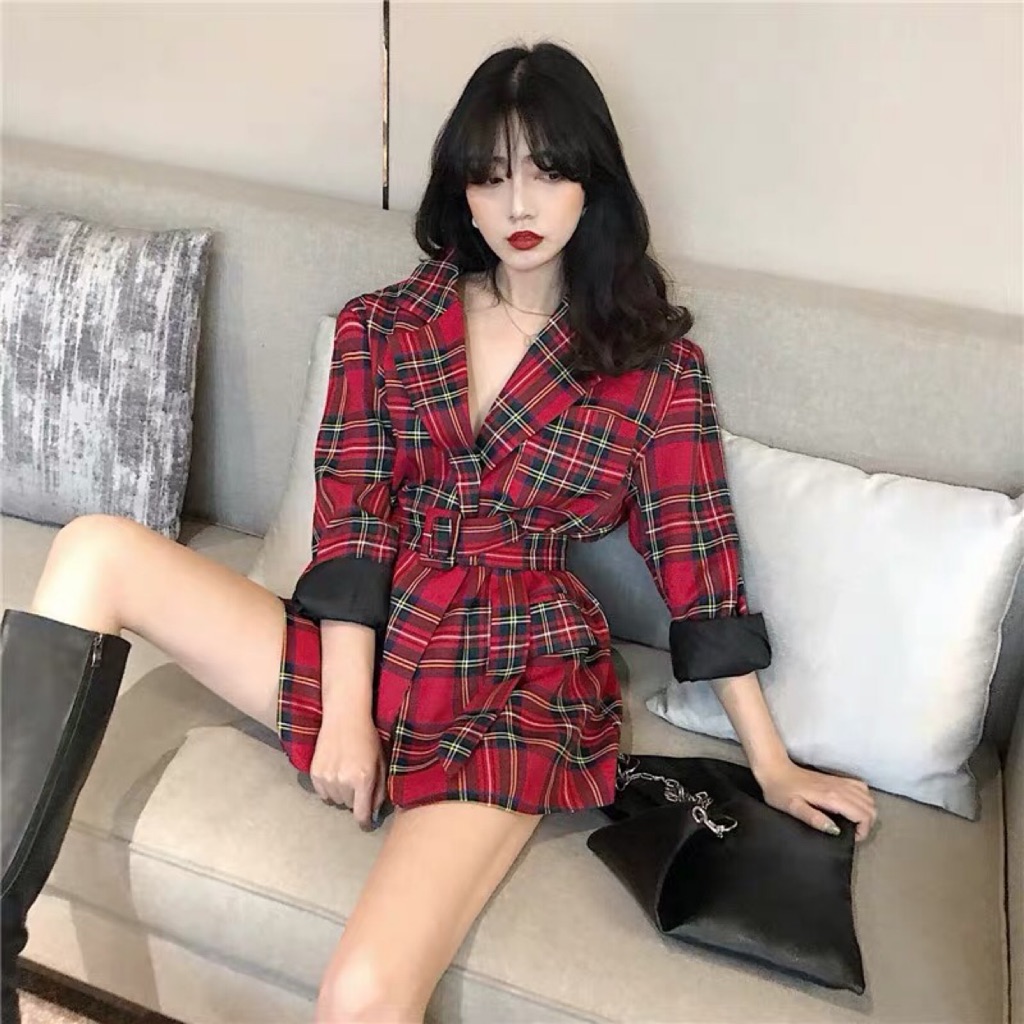 Red checkered blazer | Shopee Singapore