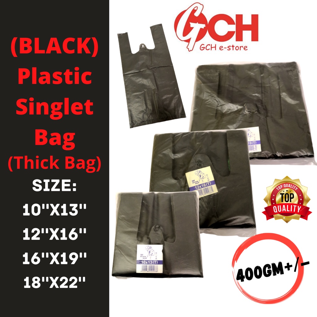 THICK (Black)Plastic Singlet Bag / Plastic T-Shirt Bag / Plastic Bag ...