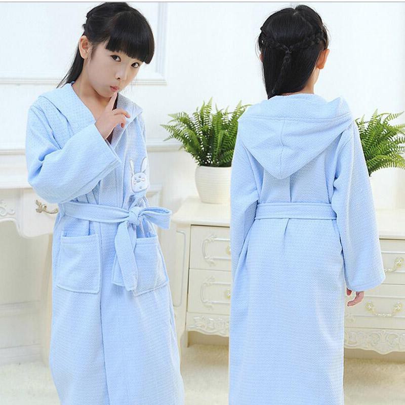 EverToner Waffle child bathrobe Kids Bathrobe Cotton Pajamas fleece ...
