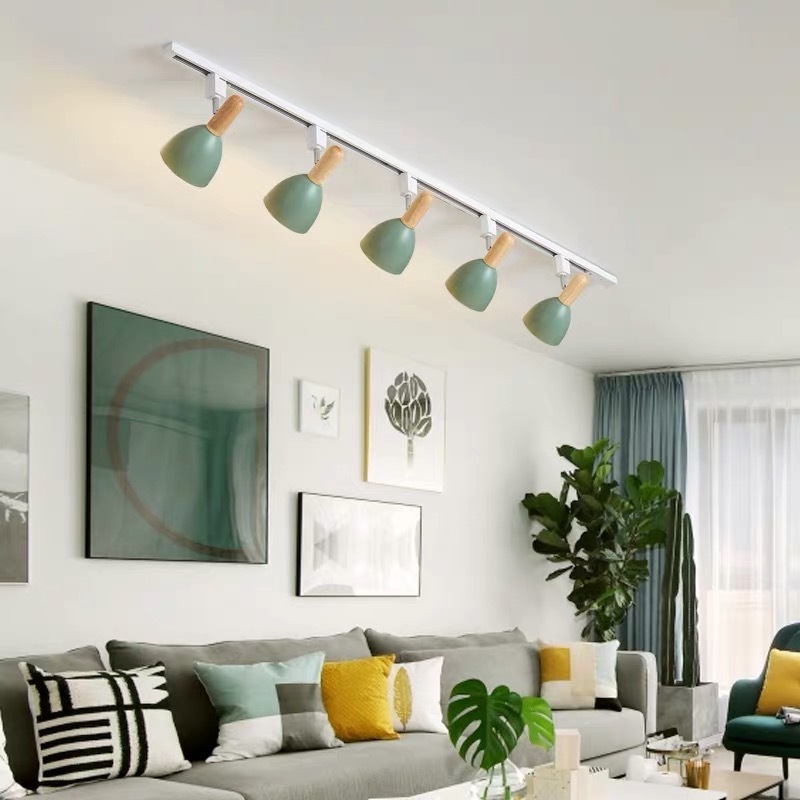 Rail Spotlights Universal rotation solid wood Light Ceiling Down Lamp ...