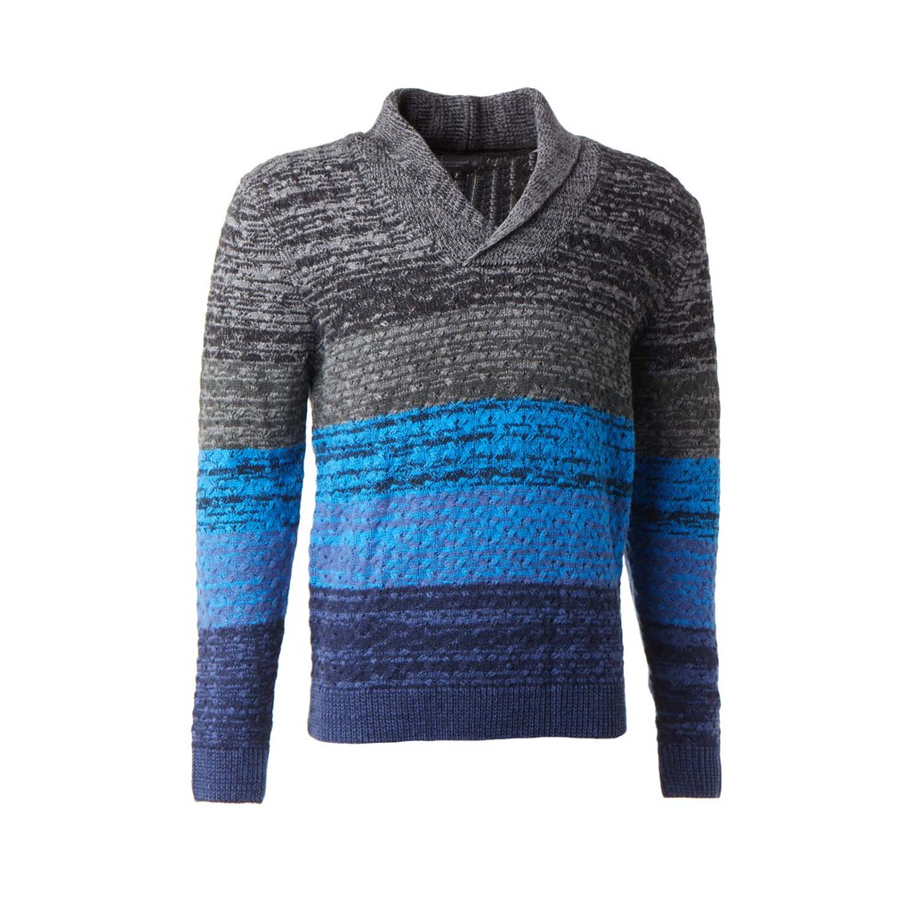Universal Traveller - Men Shaw Collar Color Block Knitted Sweater ...