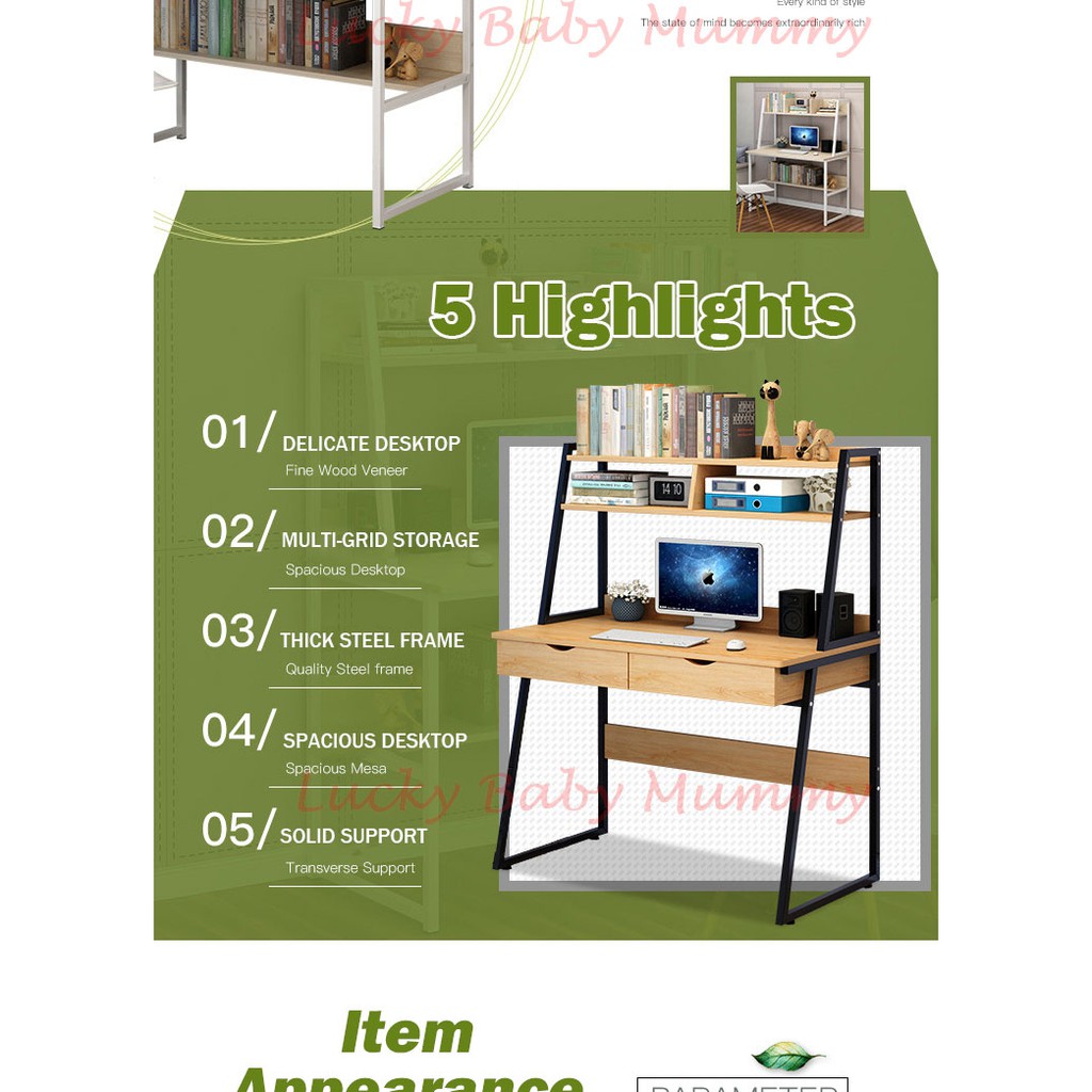 Computer Tables with Bookshelf/Study Table/Laptop Table/Desk | Shopee ...