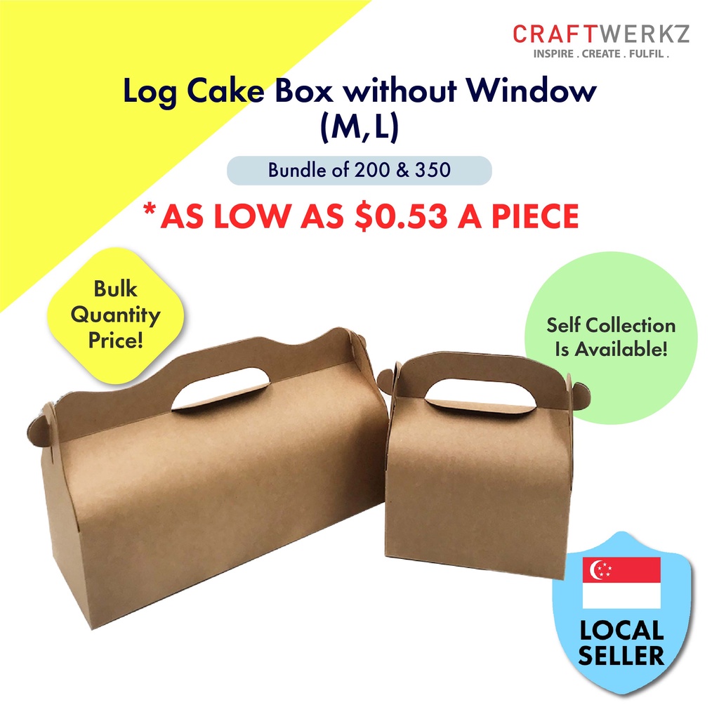 {Bundle of 200 & 350} Log Cake Box without Window [M, L] (SG READY ...