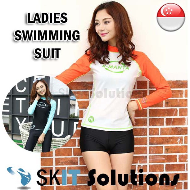 Adult Swimsuit Top for Ladies ★ LS-608 ★ Long Sleeve Swimming Costume ...