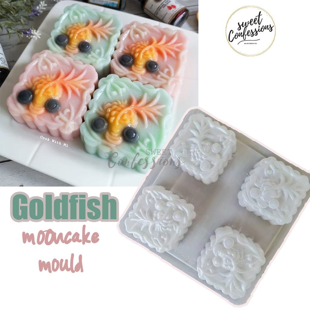 Jelly Mould Goldfish Mooncake Mould 鲤鱼 auspicious koi fish square ...