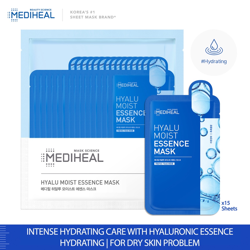 Mediheal Daily Solution - Hyalu Moist Essence Mask Pack - 15 sheets x ...
