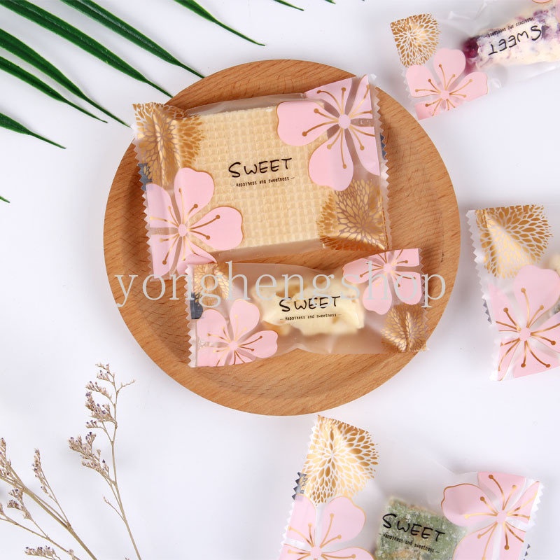100/200pcs Cherry Blossoms Toffee Candy Packaging Bag DIY Handmade ...