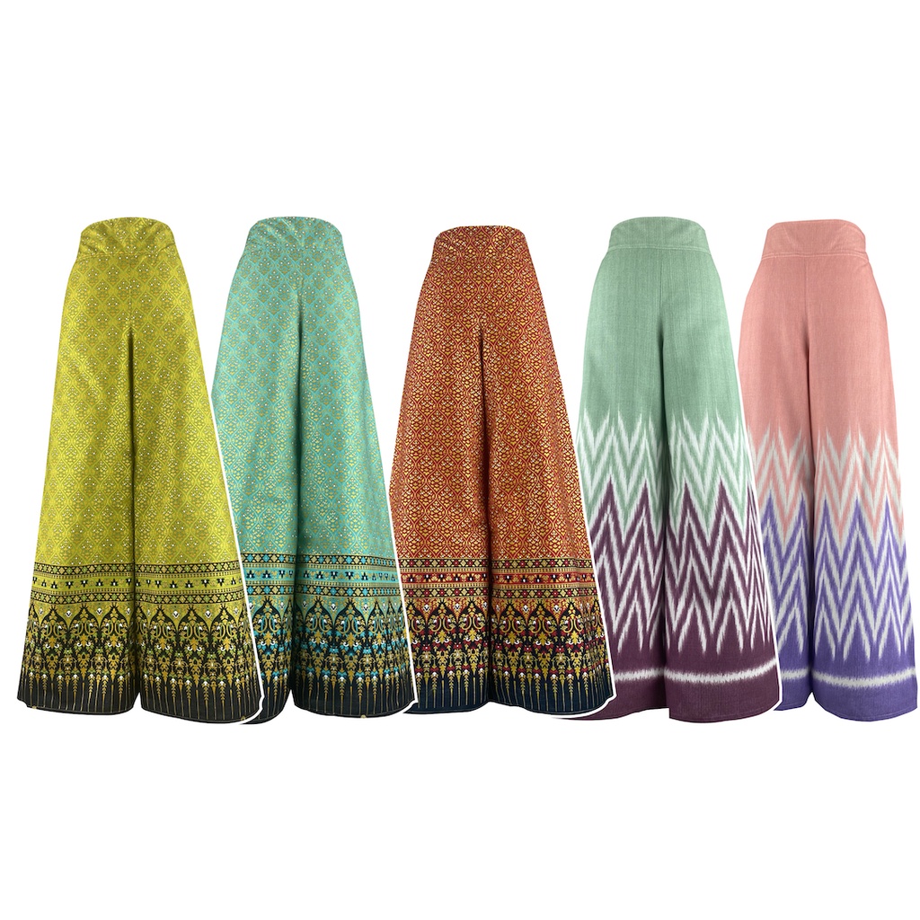 Thai Pattern Flare Pants Free Size | Shopee Singapore