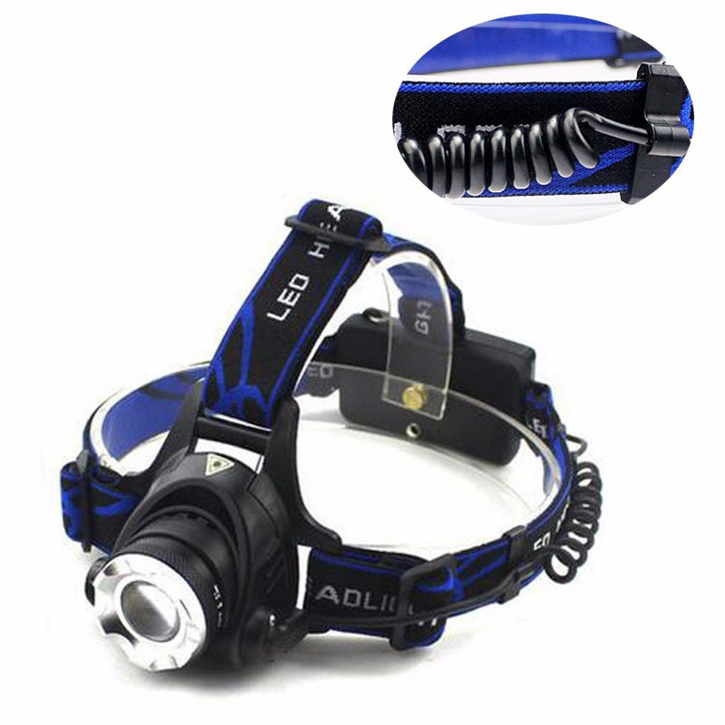 Lampu LED Kepala Boleh Caj Semula Percuma Bateri dan Adapter Full Set ...