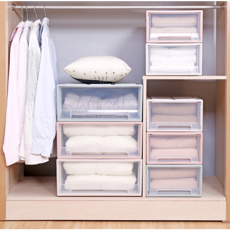 Storage Box Stackable Plastic Wardrobe Drawer Rack | Shopee Singapore