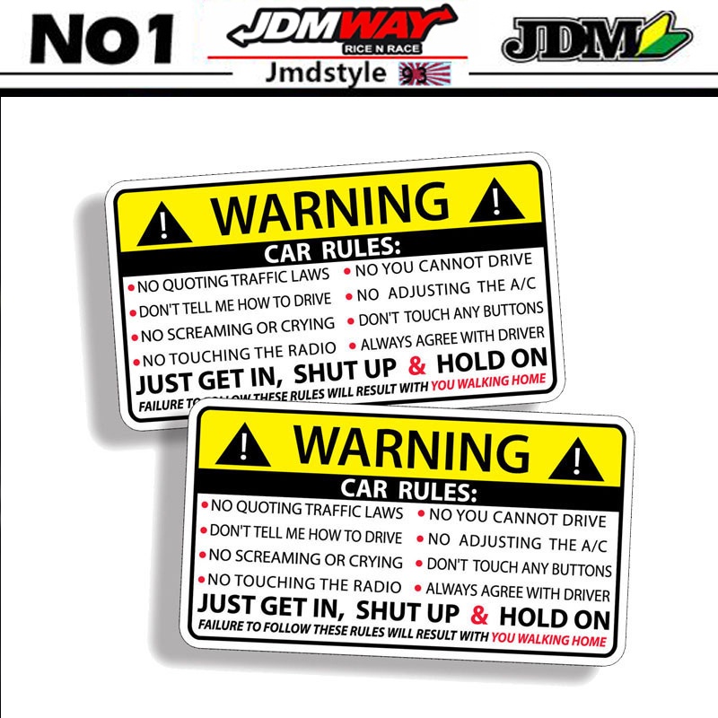 Car Safety Warning Rules Decal PVC Auto Sticker For Car Sun Visor ...