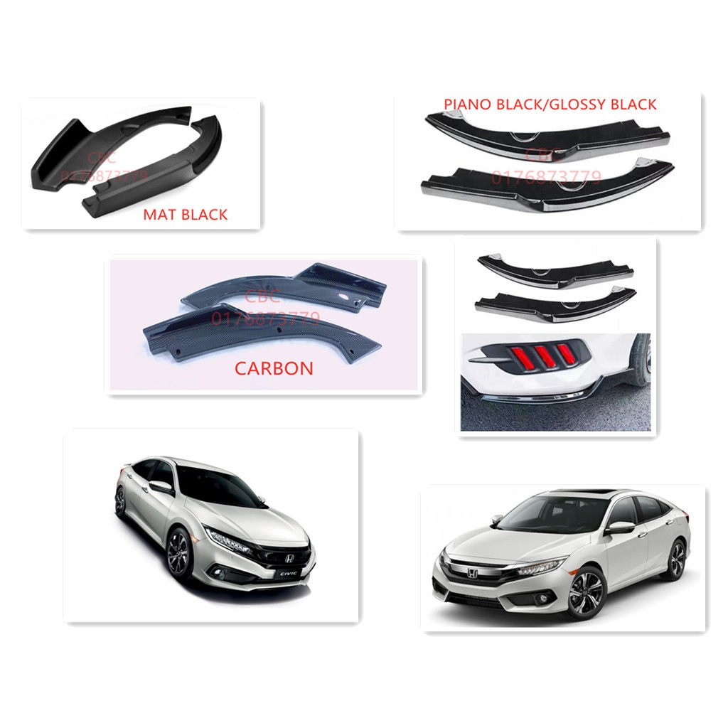 HONDA CIVIC FC REAR SIDE DIFFUSER ABS 1 PAIR Color (Matt Black / Piano ...