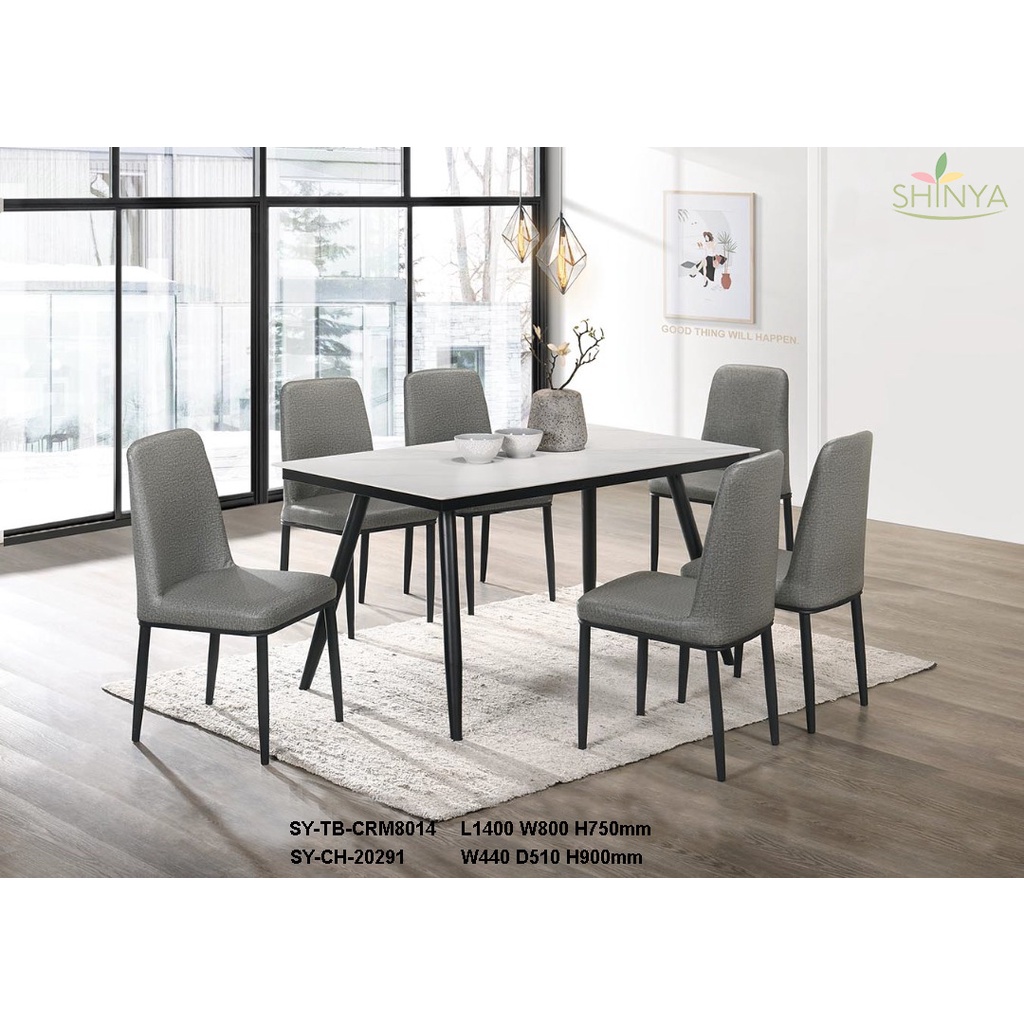 Shinya Elegant Dining Table Set (1x Dining Table + 6 x Chair) | Shopee ...