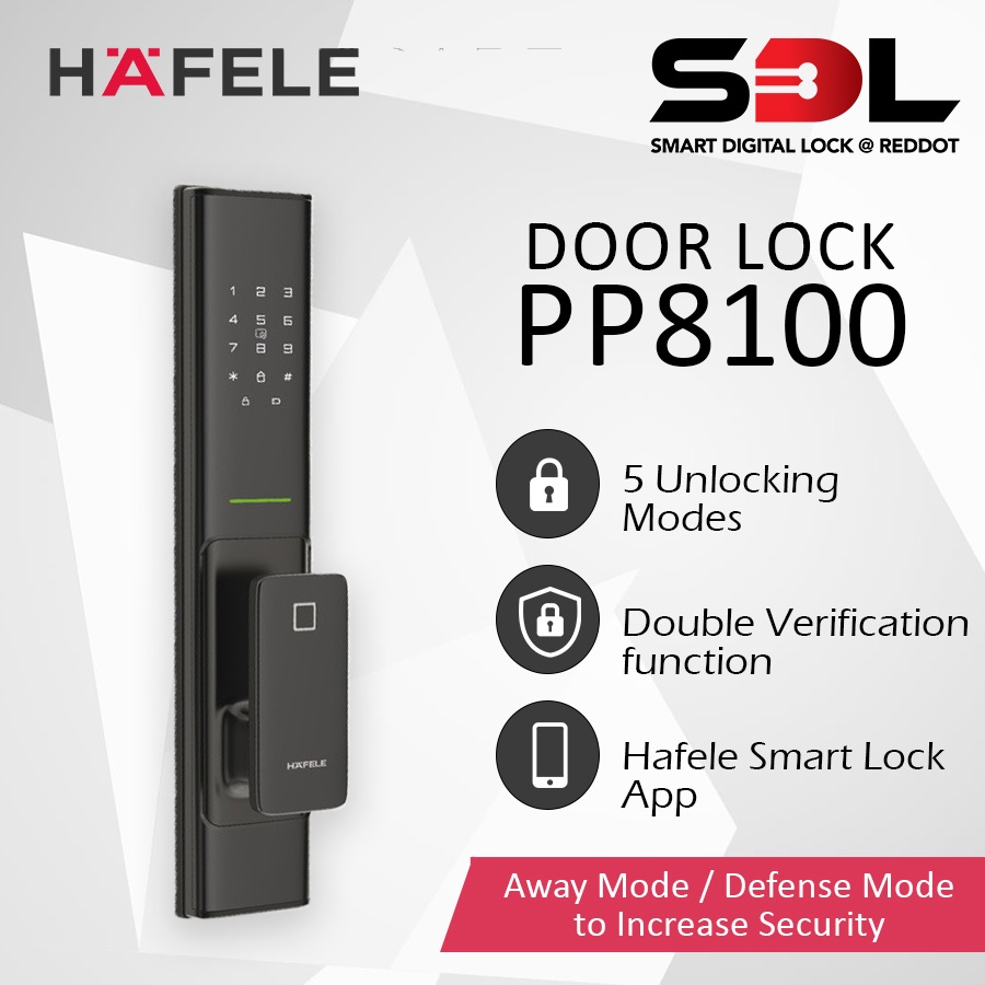 Hafele PP8100 Digital Door Lock | Fingerprint | Card | Password | Key ...