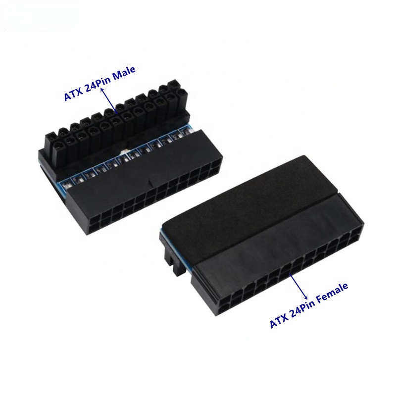 ATX 24Pin Female to 24Pin Male 90 Degree Right Angle Adapter for PC ...