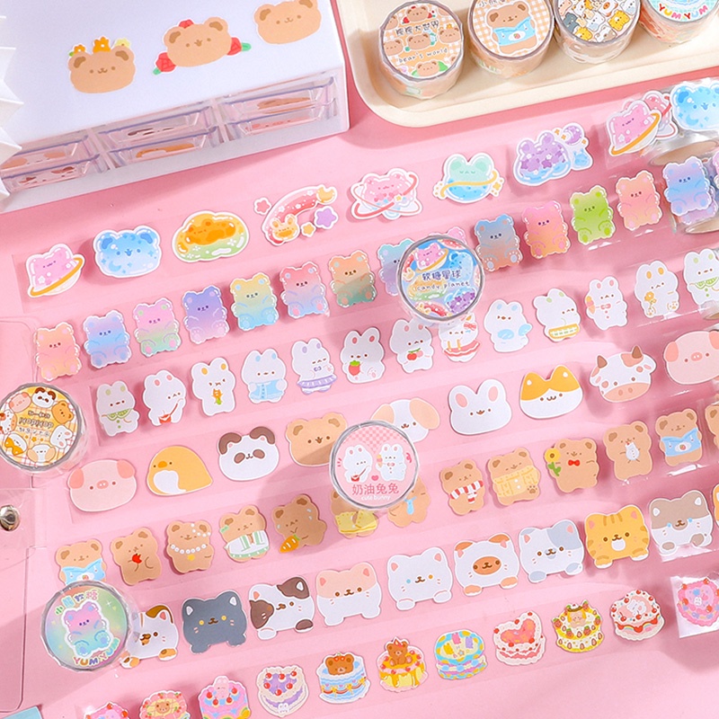 Cute Cartoon Waterproof PVC Tape Stickers Student Diary Deco DIY ...