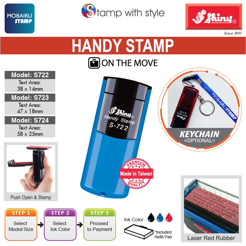 *POS SAME DAY* SHINY Customized Pocket Stamp/Handy Stamp S-722, S-723 ...