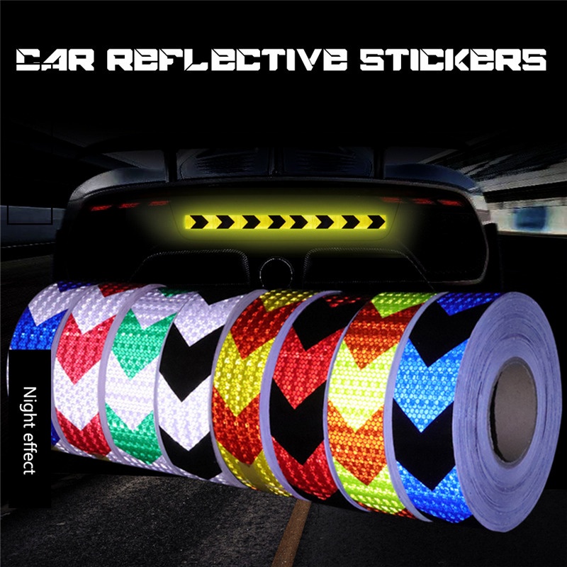 HW 5cmx300cm Car Reflective Warning Strip Stickers Auto Arrow Sign Tape ...