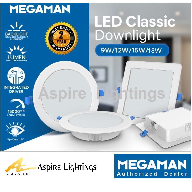 Downlight LED Megaman Round Square Recessed Lighting 9W 12W 15W 18W 22W ...
