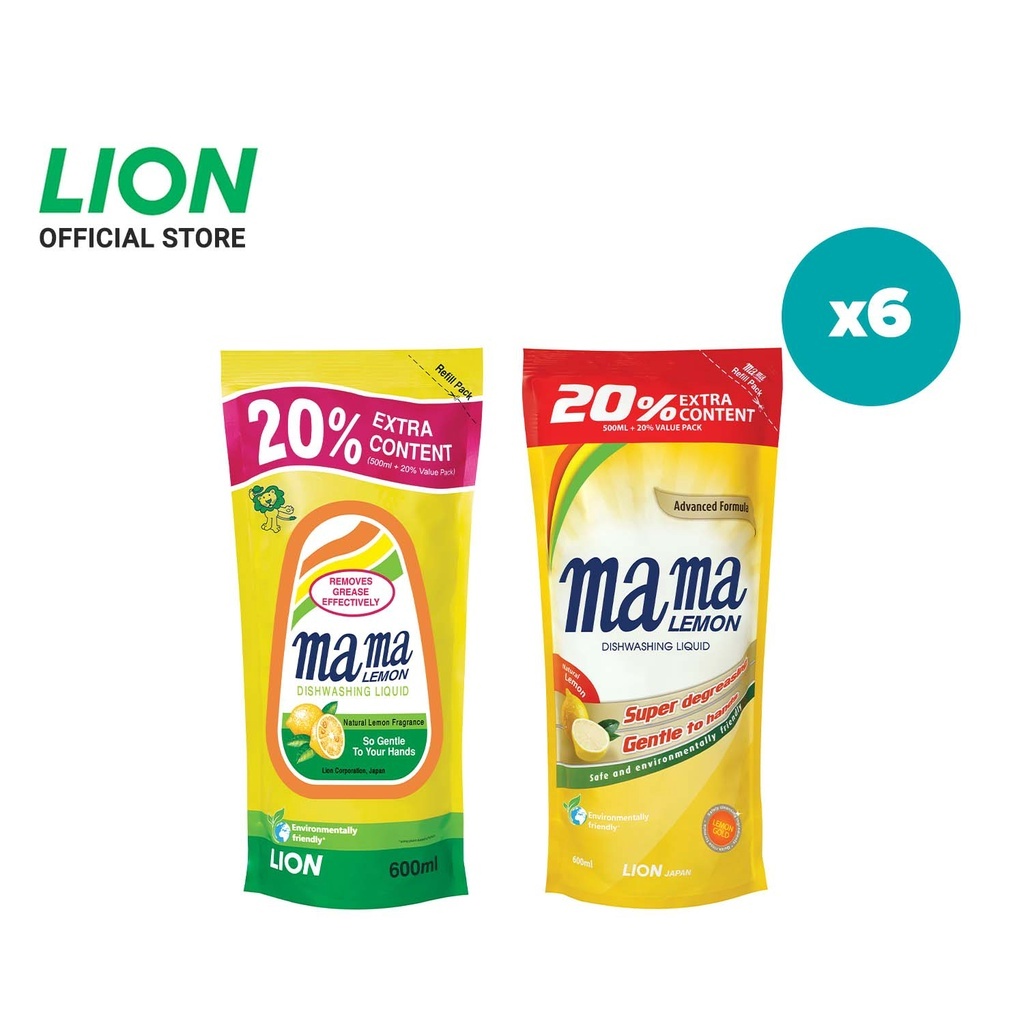 [Bundle of 6] Mama Lemon Dishwashing Liquid Refill 600ml | Shopee Singapore