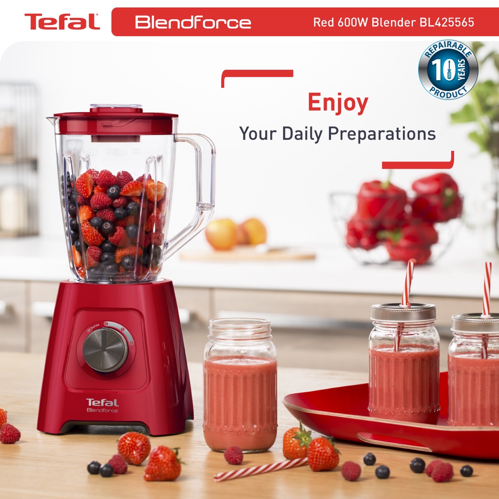 Tefal Blender Blendforce 2 (Red) BL4255, 600W, 2L, Air cooling system, Smart lock, Powelix ...