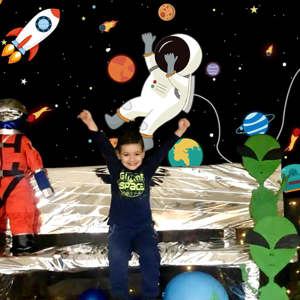Astronaut Theme Birthday Party Backdrops Interstellar Space Rocket ...