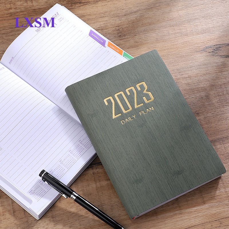 2023 A5 English Calendar Book Faux Leather Color Index Day Plan ...