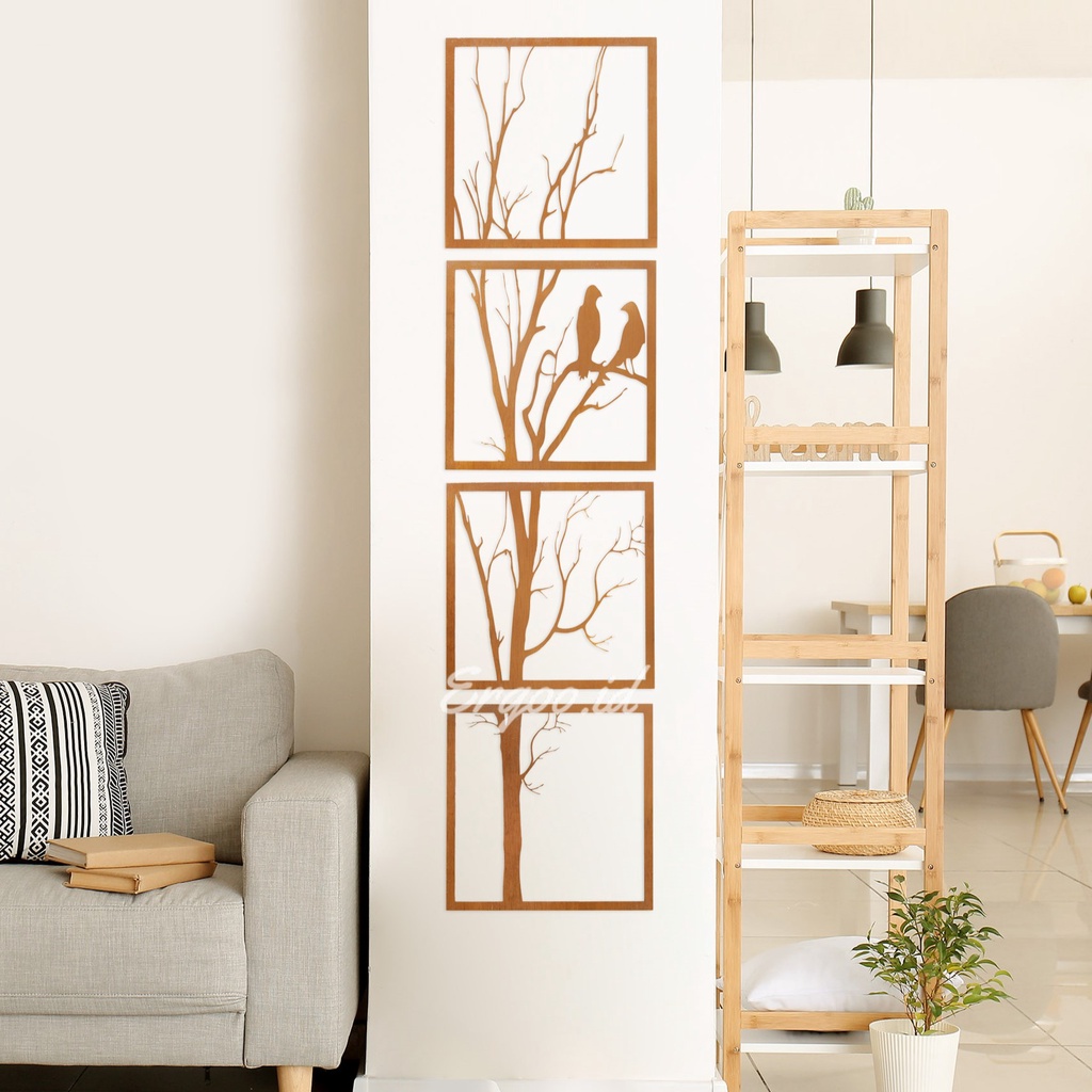 HIASAN DINDING KAYU ERGOO Minimalist Wall Decoration with Wooden Twig ...