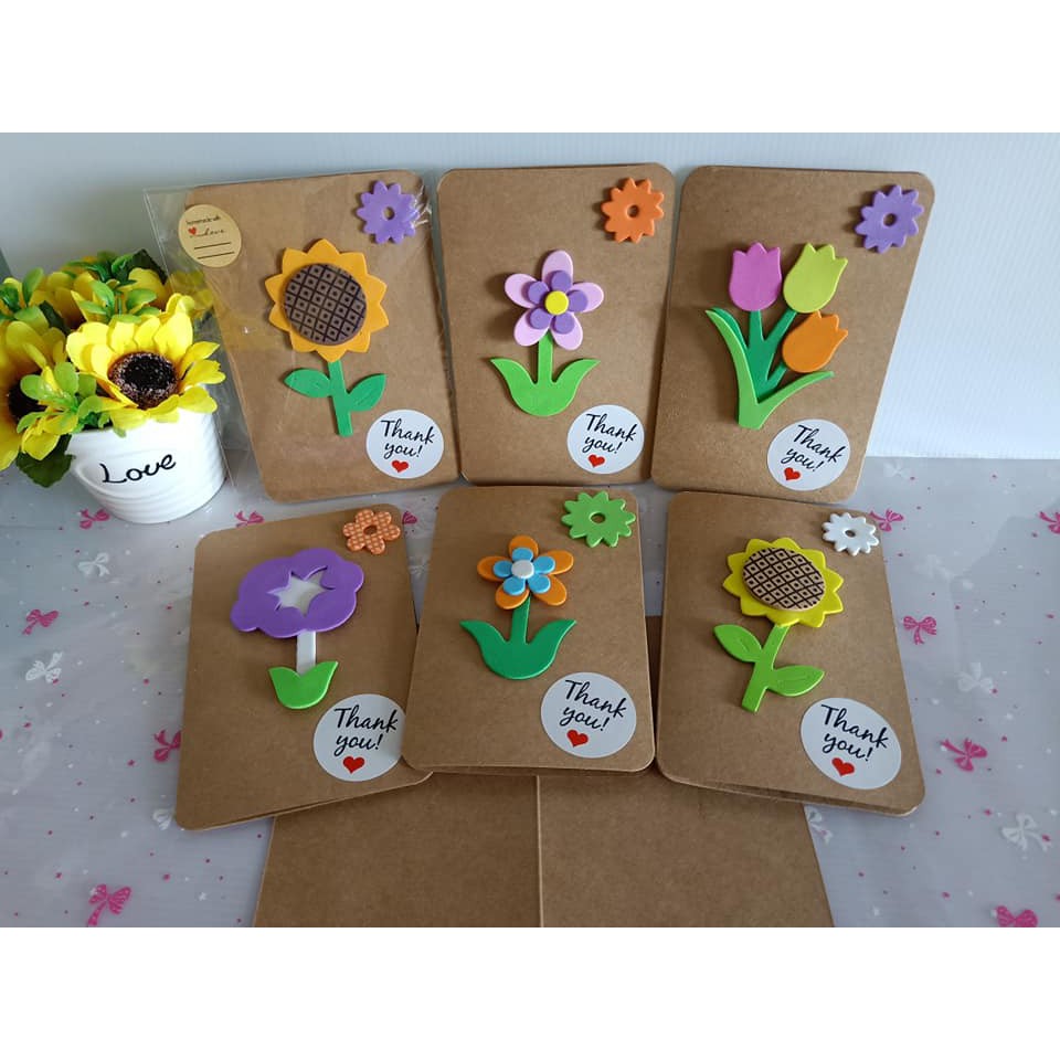 Handmade (Ready Made) Eva Foam Flowers Bio-Fold Kraft Appreciation Card ...