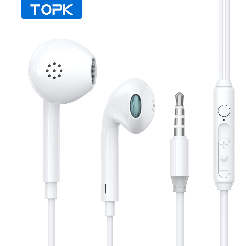 TOPK F20 Wired Earbuds Earphone Volume Control In-Ear Headphones with ...