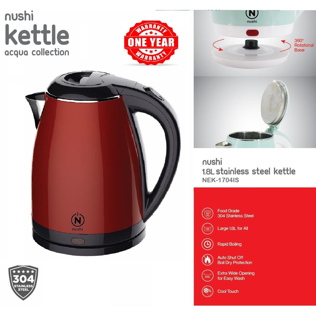 ★1 Year Free Warranty ★ NUSHI ELECTRIC KETTLE STAINLESS STEEL WITH HIGH ...