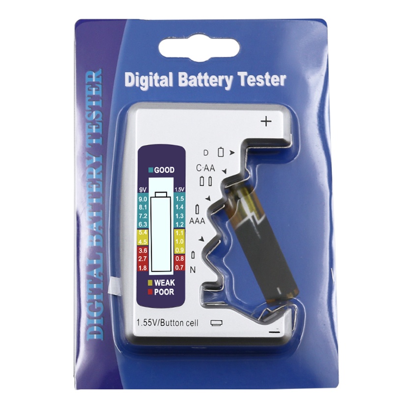 KIPRUN Digital Battery Tester LCD Display AA/AAA/9V/C/D/N 1.5V Button ...