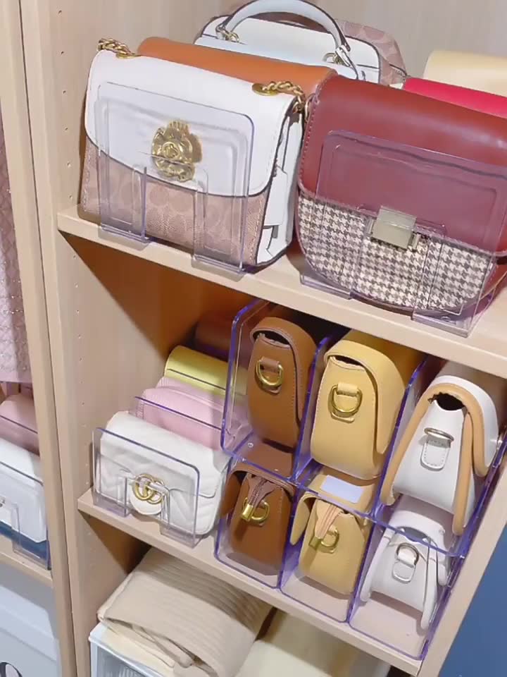 Stackable Bag Storage Box Transparent Divider Handbag Storage Rack ...