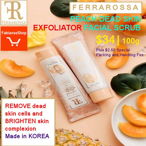 💮😍[Ferrarossa] Peach Dead Skin Exfoliator Facial Scrub / 100g ...