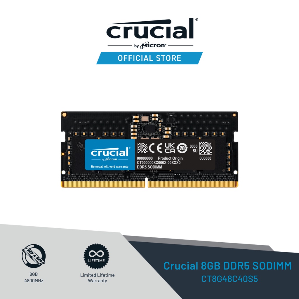 Crucial 8GB DDR5-4800 SODIMM - CT8G48C40S5 | Shopee Singapore