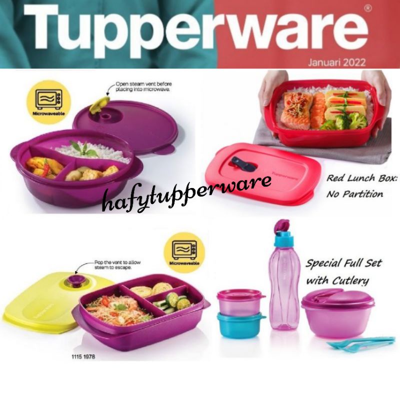 TUPPERWARE Reheatable Divided Lunch Box (1) 1L / Crystalwave Divided ...