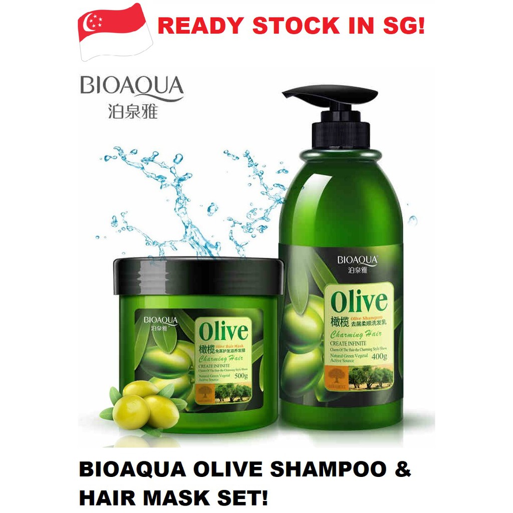 💗BIOAQUA OLIVE OIL SHAMPOO & HAIR MASK SET💗ANTI-DANDRUFF💗RESTORE ...