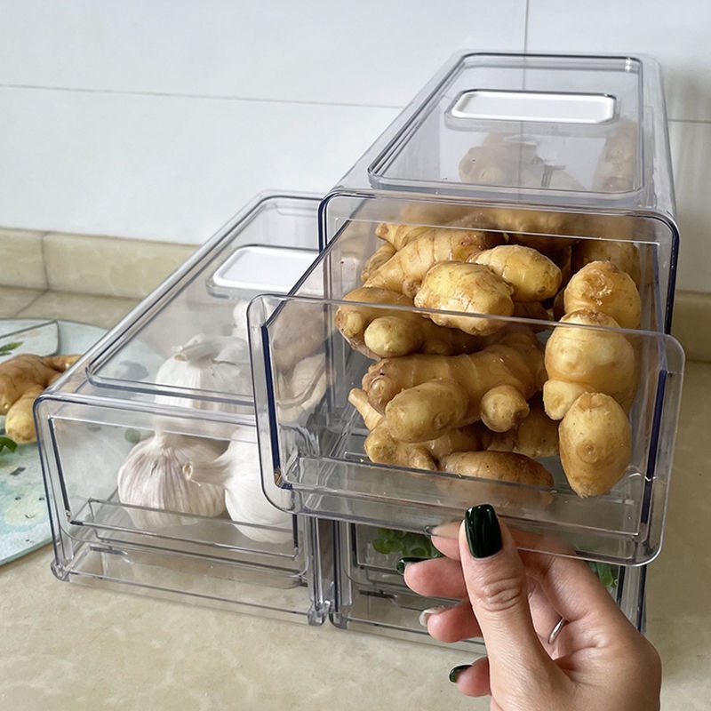 * Food Crisper * Storage Box Kitchen Garlic Ginger Drawer Type Potatoes ...