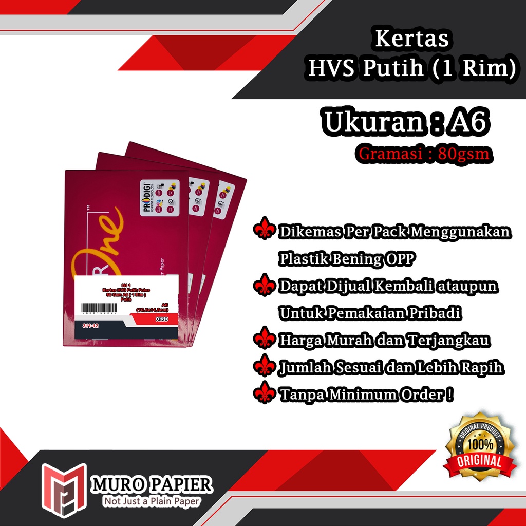 (PER PACK - CONTENTS 500) Plain White HVS Paper 80 gsm A6 1 Ream by ...