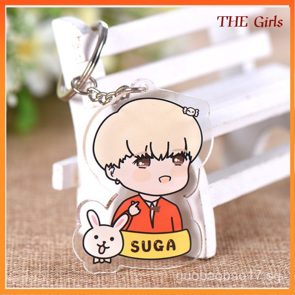 Kpop BT21 Bts Carton Anime Rabbit Logo Acrylic Key Ring Bag Pendant ...